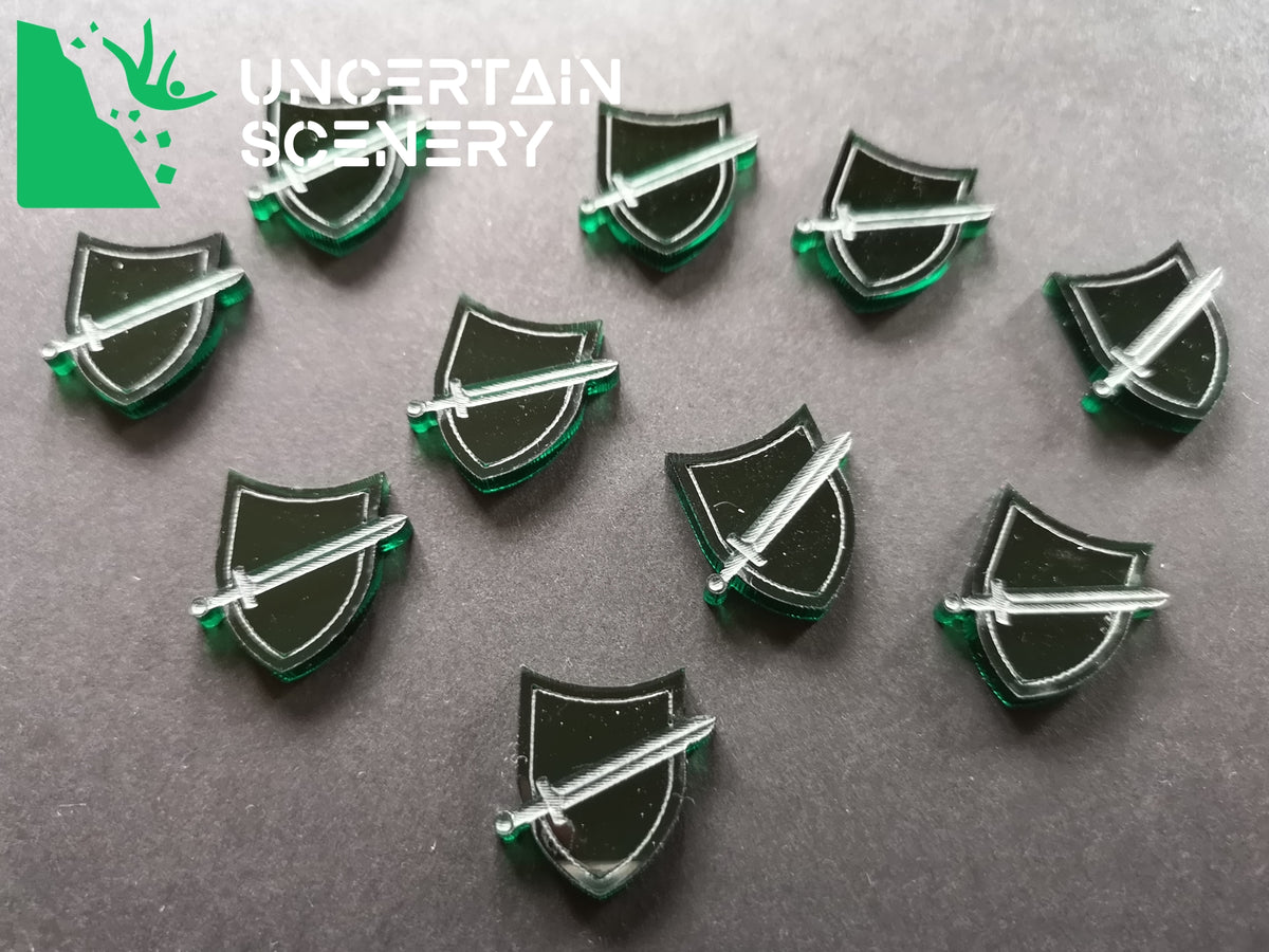 Shield & Sword Tokens (set of 10)#N#– Uncertain Scenery